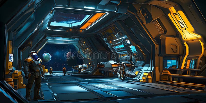 DeepSpace Docking Station Filled with Advanced Technology for SciFi ...