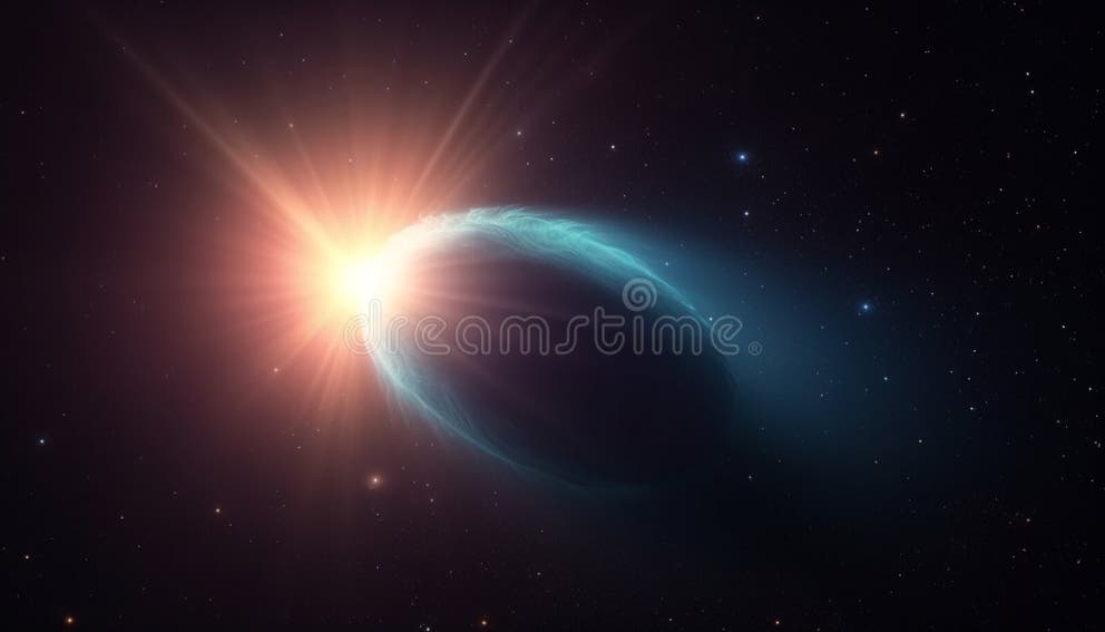 Deep Space Exploration Satellite Orbiting Glowing Supernova in Galaxy ...