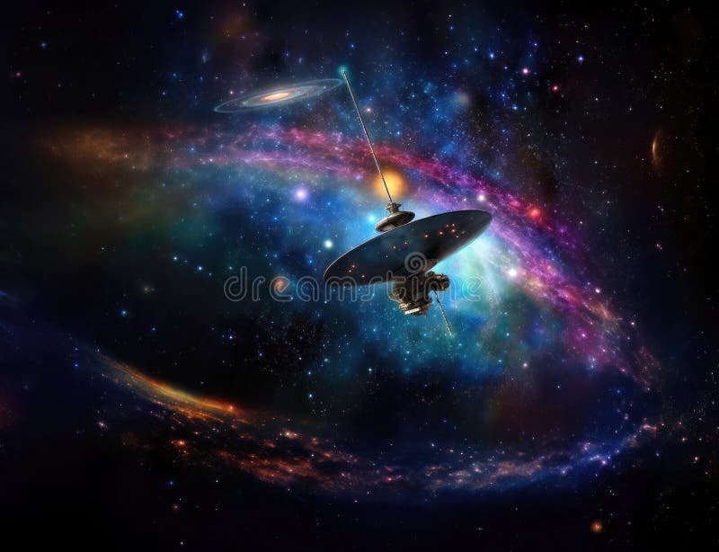 Deep Space Exploration, a Scientific Space Probe Set Against a Glowing ...