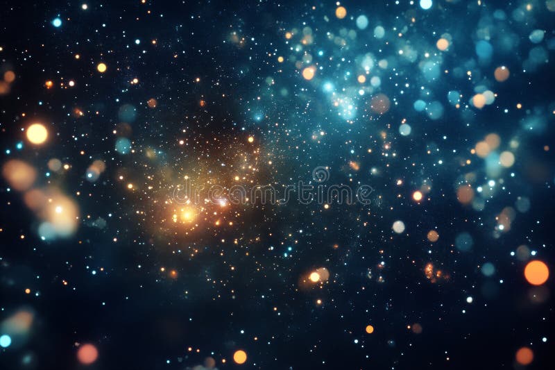 Deep Space is Filled with Scattered Glowing Particles that Create a ...