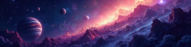 Deep Space Galaxy Landscape with Stars and Planets , Cosmic Background ...