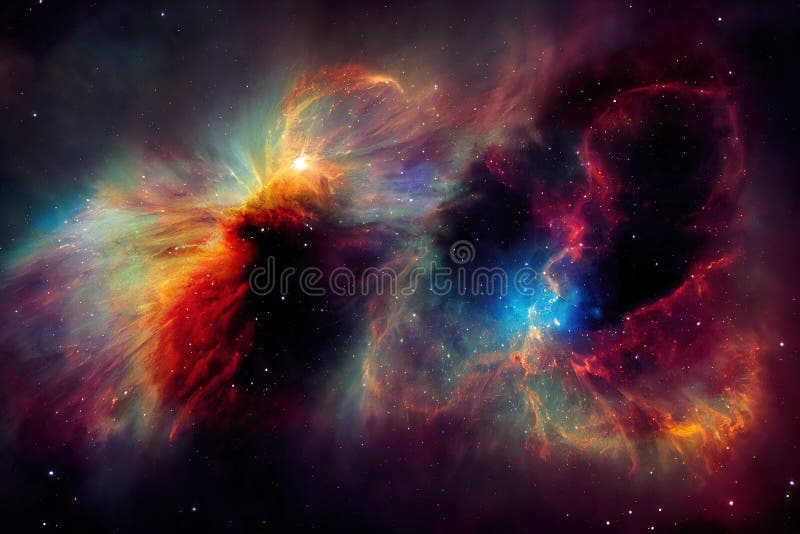 Deep Space Nebula in Beautiful Color Clouds. Star Explosion, Space ...