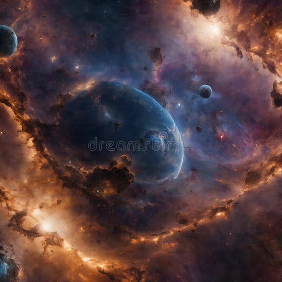 Deep Space Nebula with Planets and Cosmic Dust Clouds 61 Characters ...