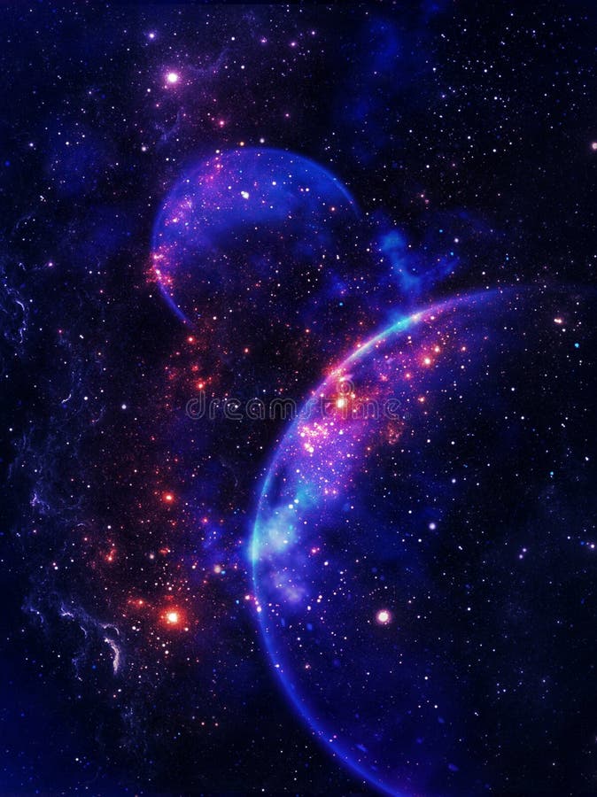 Deep Space Planets Awesome Science Fiction Wallpaper . Illustration ...