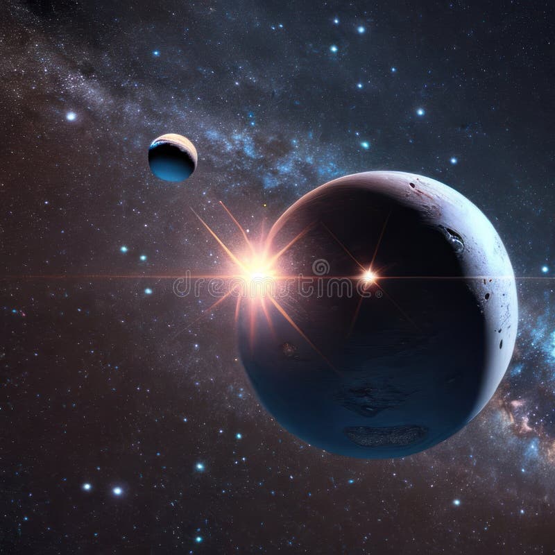 Deep Space Planets. Cosmic Landscape Stock Illustration - Illustration ...