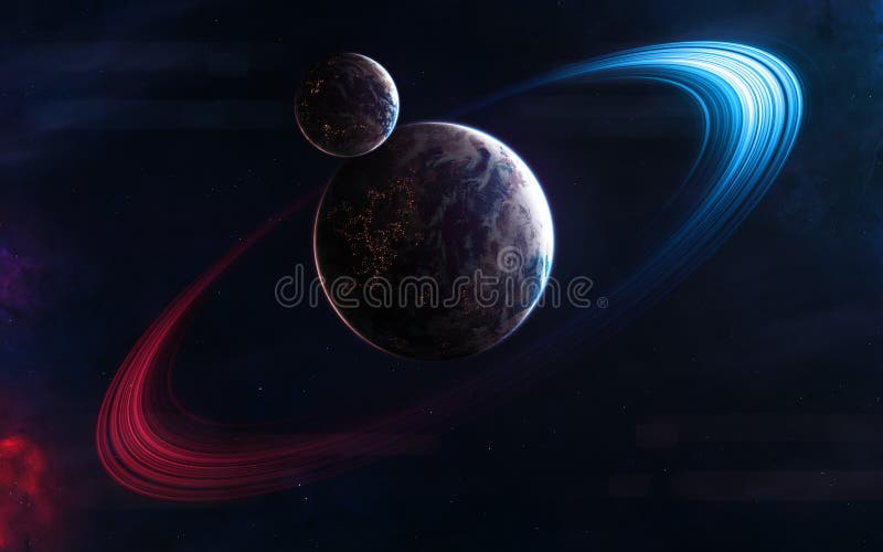 Deep Space Planets in Red and Blue Starlight Stock Image - Image of ...