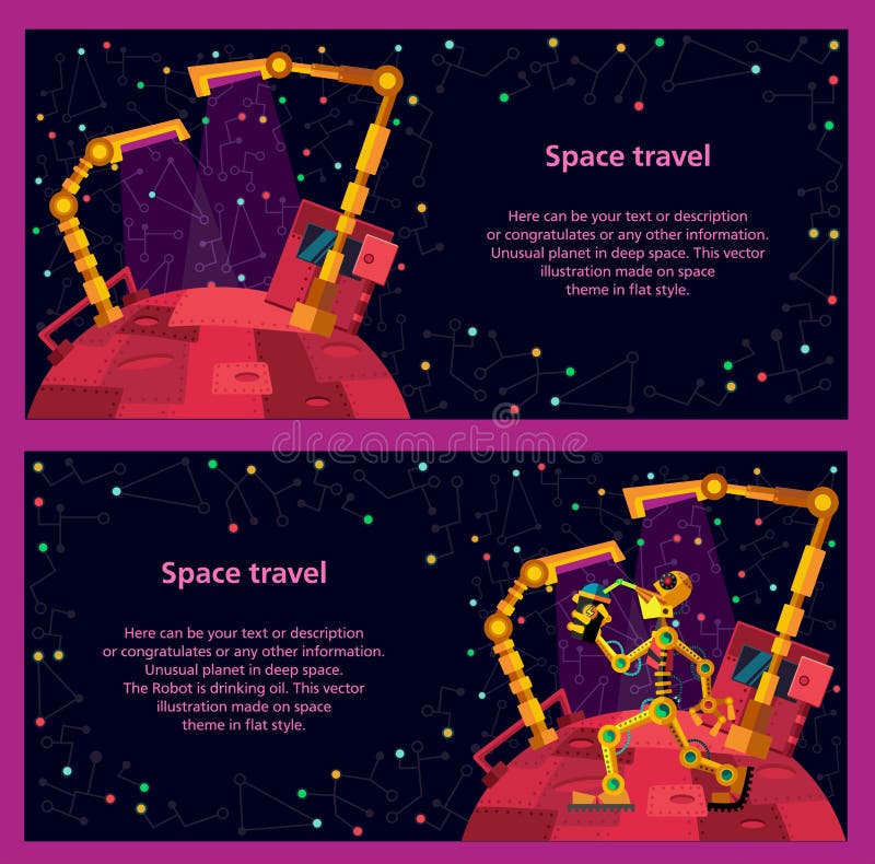 Deep space. Robots planet. stock vector. Illustration of mechanism ...