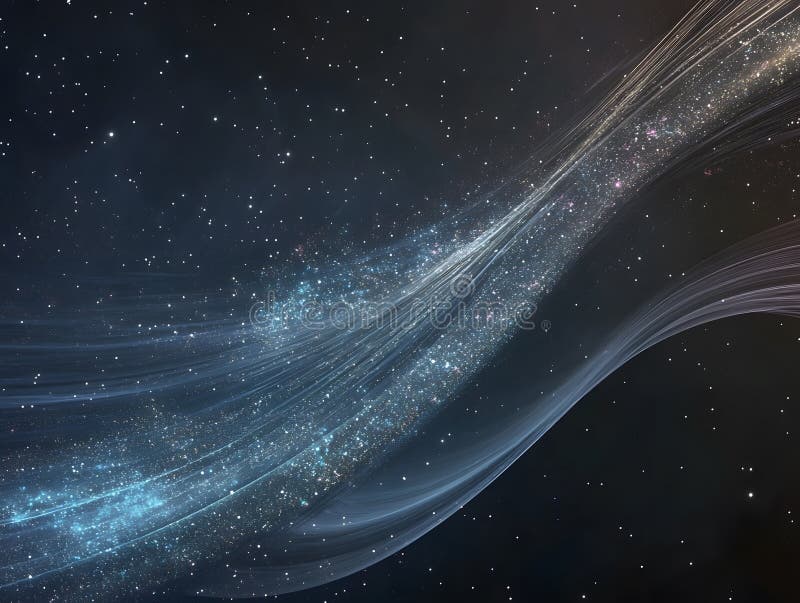 Deep Space Scene Features Curved Galaxy Arm and Glowing Binary Stars ...