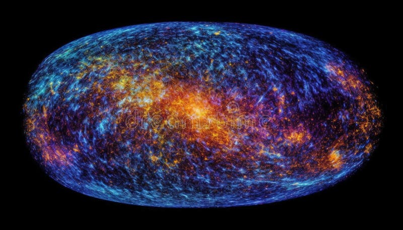 Deep Space Sphere Orbits Glowing Planet in Abstract Futuristic Design ...