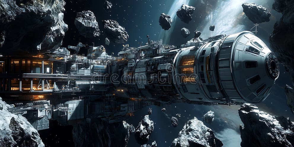 DeepSpace Station Blueprint with Rotating Modules for Futuristic SciFi Concepts Space ...