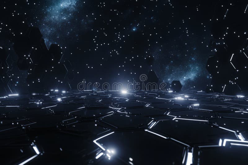 A Deep-space-themed 3D Background Featuring Hexagonal Structures ...