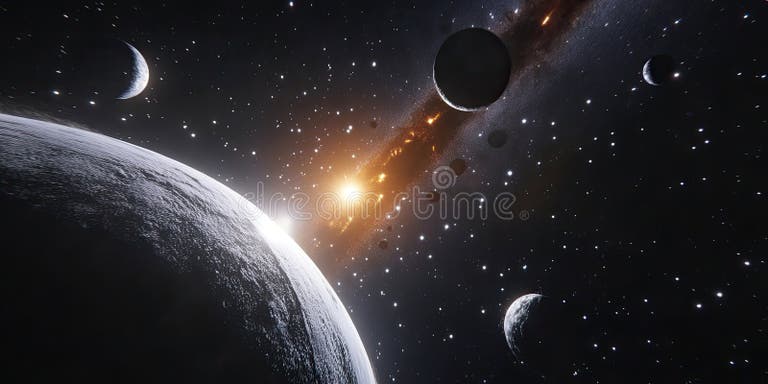 Deep Space View with Multiple Planets and a Glowing Nebula, Cosmic ...