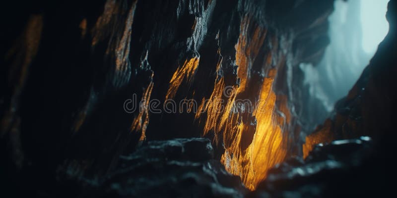 Deep Stone Cave Inside. Exploring Dark Underground Caverns. Generative ...