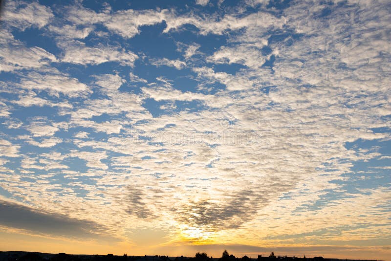 A Deep Sunset Blue Sky with Clouds. Russia. Stock Image - Image of blue ...