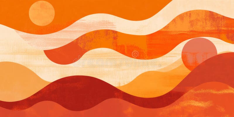 A Deep Sunset Orange Background with Abstract Shapes Layered on Top in ...