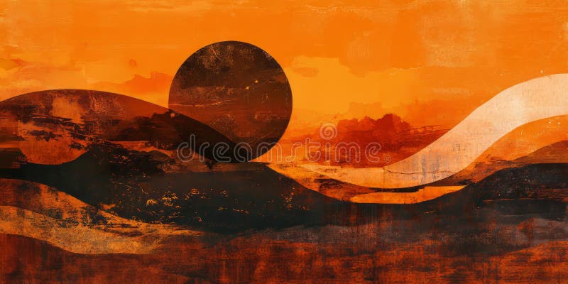 A Deep Sunset Orange Background with Abstract Shapes Layered on Top in ...