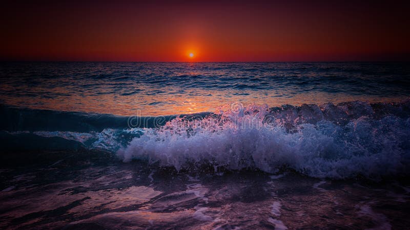 Deep sunset stock photo. Image of waves, sunset, reflection - 59249006