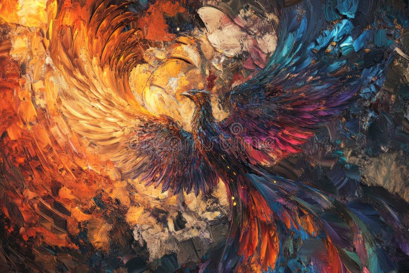 A Deep and Symbolic Digital Painting of a Phoenix Emerging from the ...