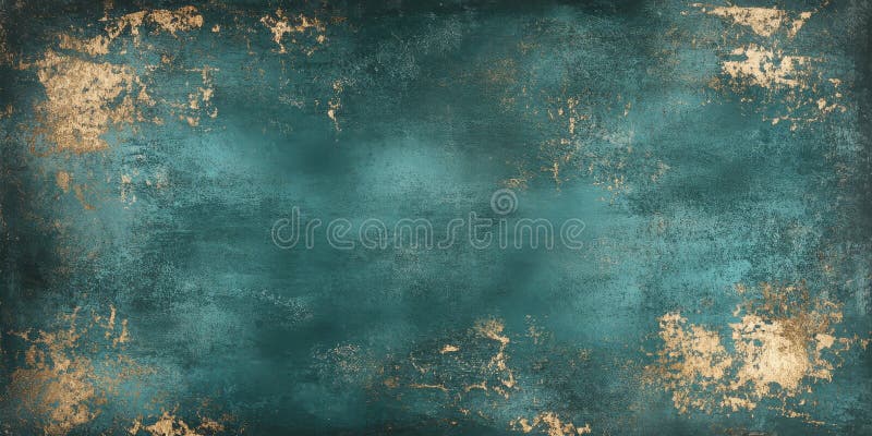 A Deep Teal Grunge Texture with Subtle Gold Light and Abstract ...