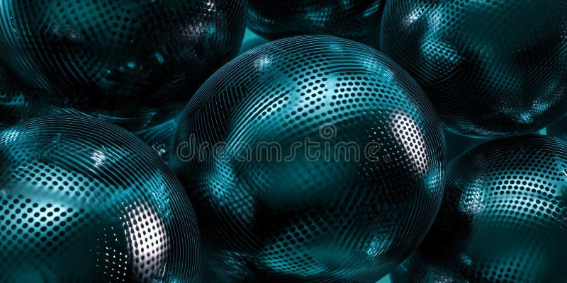 Deep Teal Spherical Carbon Textures with Glossy, Futuristic Patterns. a ...