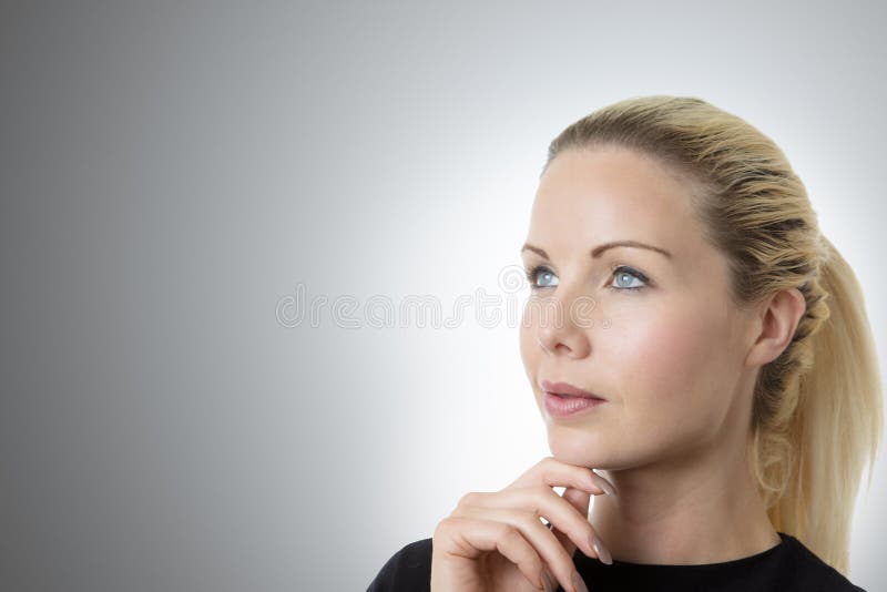 Deep in thought stock image. Image of female, cute, copyspace - 90001709