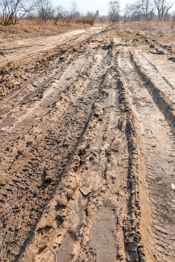 Deep Tires Tracks in the Sandy Mud Stock Image - Image of ...