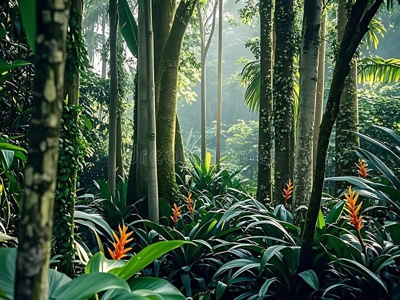 Deep Tropical Jungles of Southeast Asia Stock Illustration ...