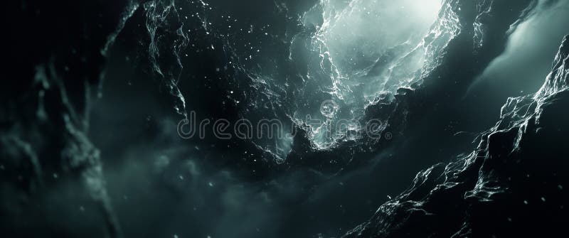 Deep Underwater Abyss with Ethereal Light Rays Stock Illustration ...