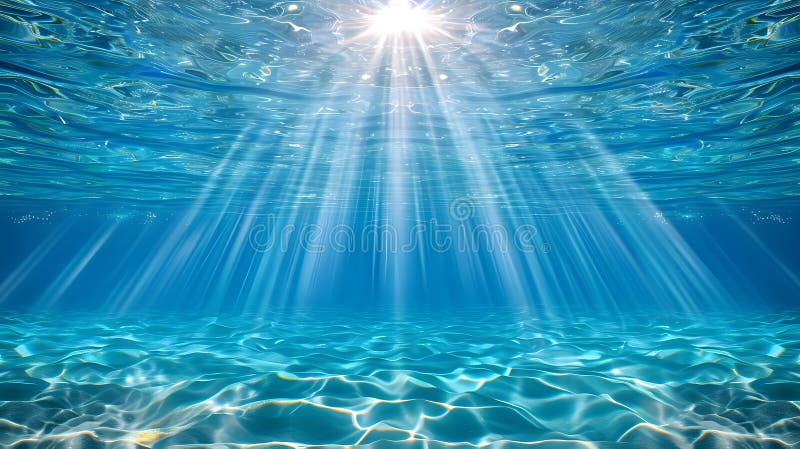Deep Underwater Chasm with Blue Sunlight Stock Image - Image of sunbeam ...