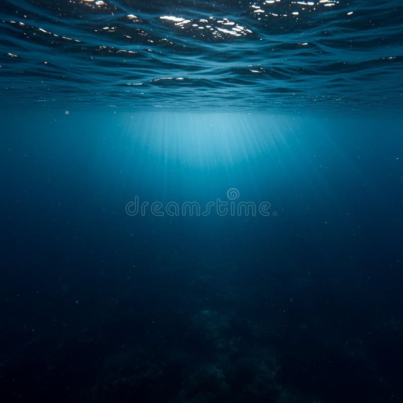 Deep Underwater Scene Showcasing a Tranquil, Dimly Lit Environment with ...
