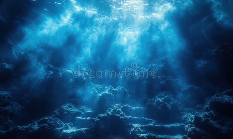 Underwater Sunlight Illuminating Ocean Depths Creating Serene Stock ...