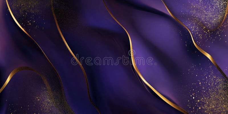 Deep Violet and Gold Gradient Background with Glowing Metallic Textures ...