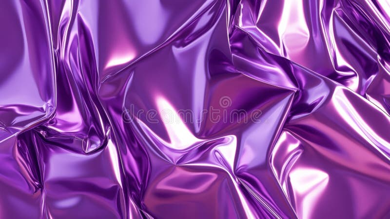 A Deep Violet Plastic Poster with Chaotic Folds and Creases. the Glossy ...