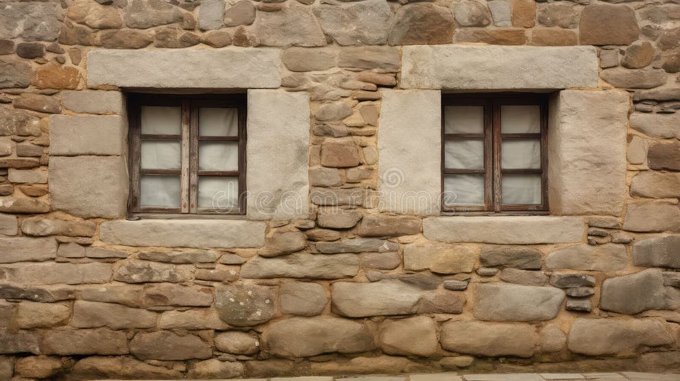 Deep wall with two windows stock photo. Image of timeless - 369534098