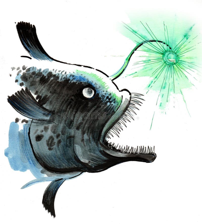 Deep water fish stock illustration. Illustration of light - 100164444