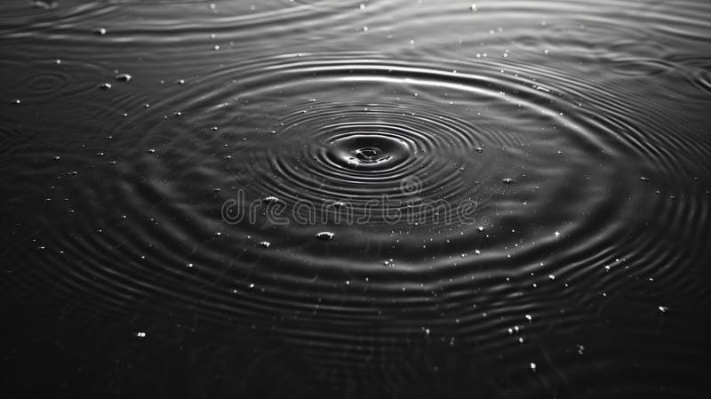 Deep Water Panorama Water Drop Ripples Water Drop Black Tone Stock ...