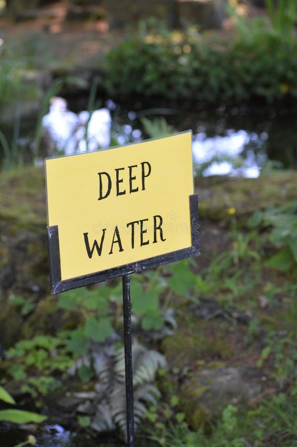 Deep Water Danger Sign on Waters Edge. Stock Photo - Image of sign ...