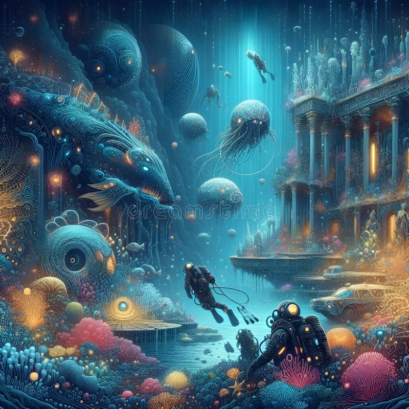 Deep waters bundle stock illustration. Illustration of laser - 315612447