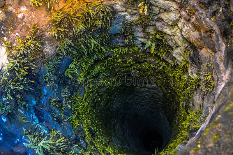 Deep Well Empty of Stone with Sprouted Grass Stock Photo - Image of ...