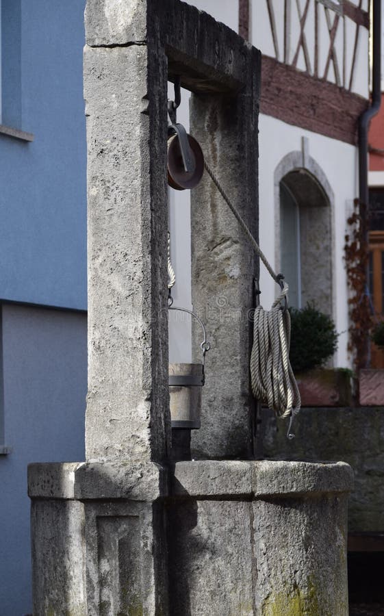 Deep Well with Rope Scooping Technology Stock Image - Image of pull ...