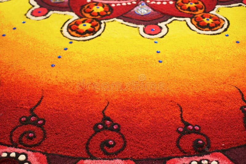 Deepak with Colourful Rangoli Stock Photo - Image of lamp, greeting ...
