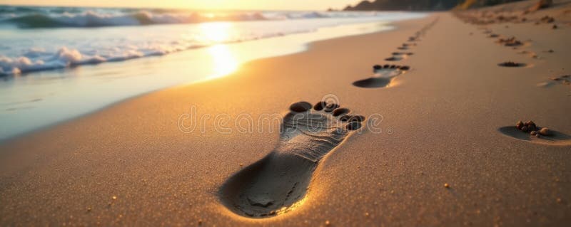 Deeply Impressed Footprints on Wet Sand at Low Tide, High Resolution ...