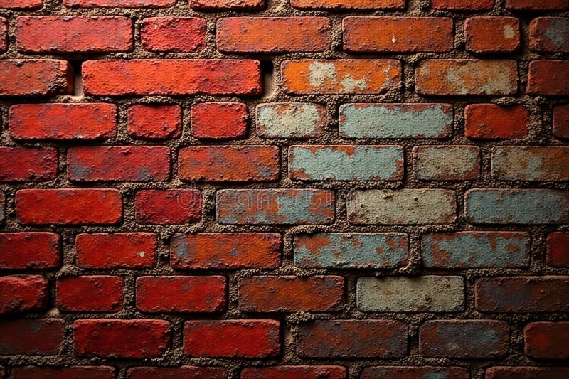 Deeply Pitted, Layered Brickwork, Faded Paint, Construction, Old Stock ...