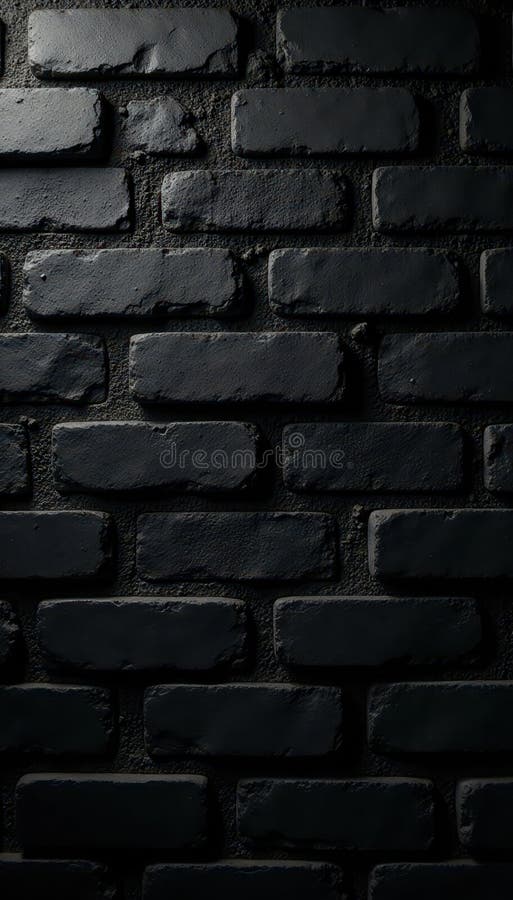 Deeply Textured Black Brick, Subtle Light Variations , Heavy Texture, Industrial Design, Uneven ...