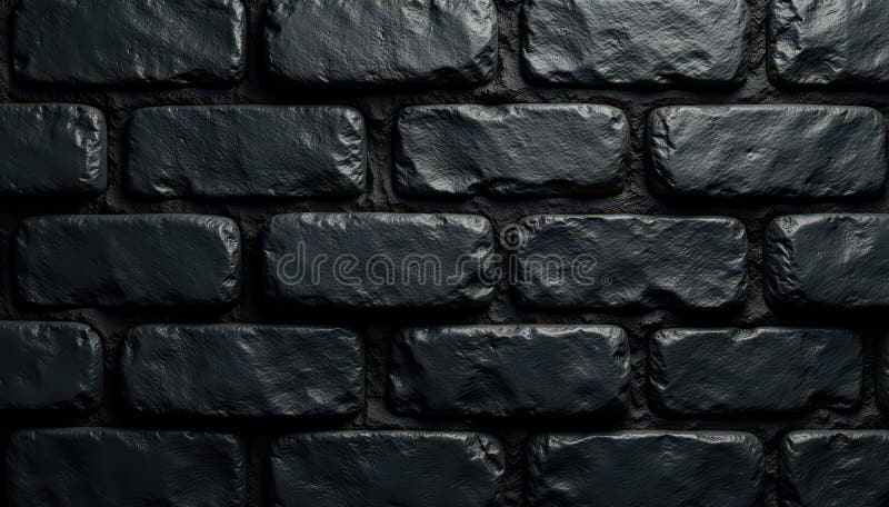 Deeply Textured Black Brick; Varied Mortar Lines, Matte Finish , Brick ...