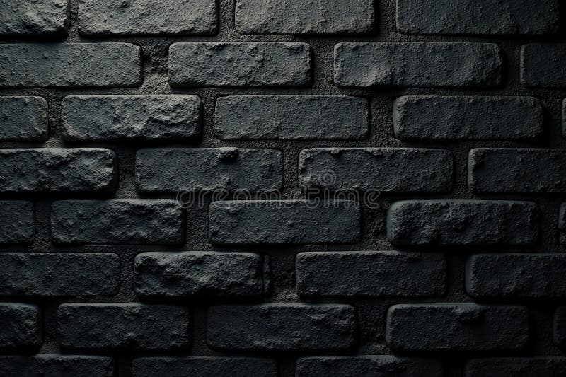 Deeply Textured Black Brick, Visible Mortar Lines , Monochrome ...
