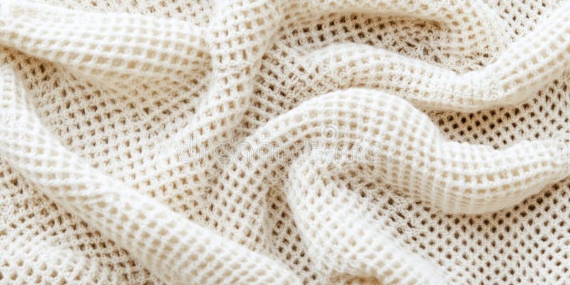 A Deeply Textured Waffle Knit Fabric Texture Background in Creamy Ivory ...