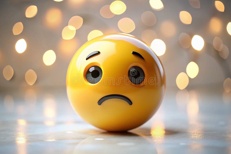 A Deeply Thoughtful 3D Emoji Expressing Worry and Concern in a Digital ...
