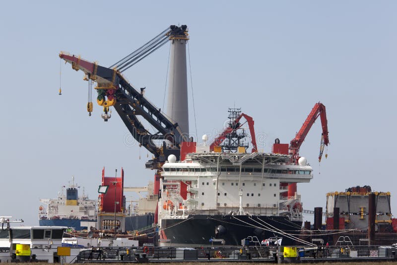 Deepwater Construction Vessel Stock Photo - Image of nautical, shipyard ...