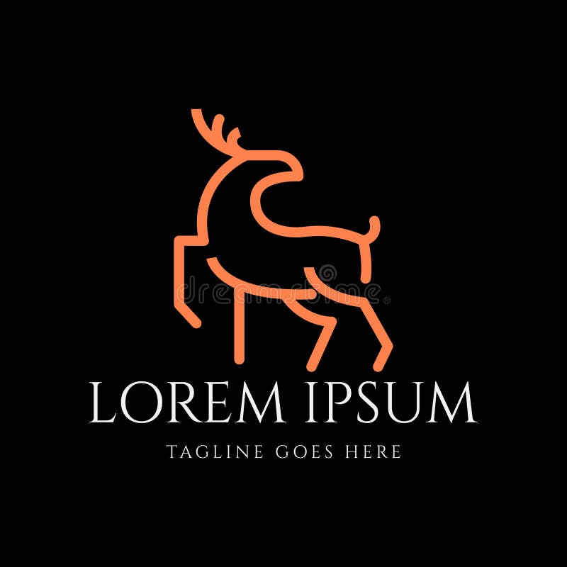 Deer Antler Elk Reindeer Line Monogram Icon Symbol Logo Design Stock ...